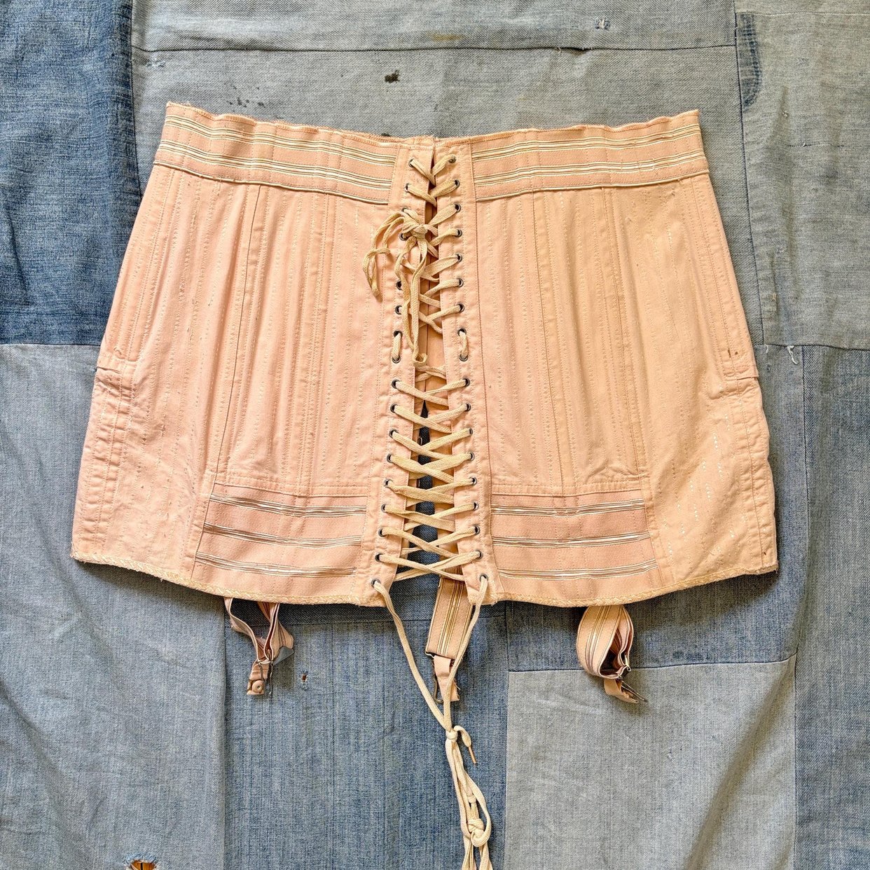 Vintage 1930s Peachy Pink Lace Up Girdle Corset | Time Baby Vintage ...