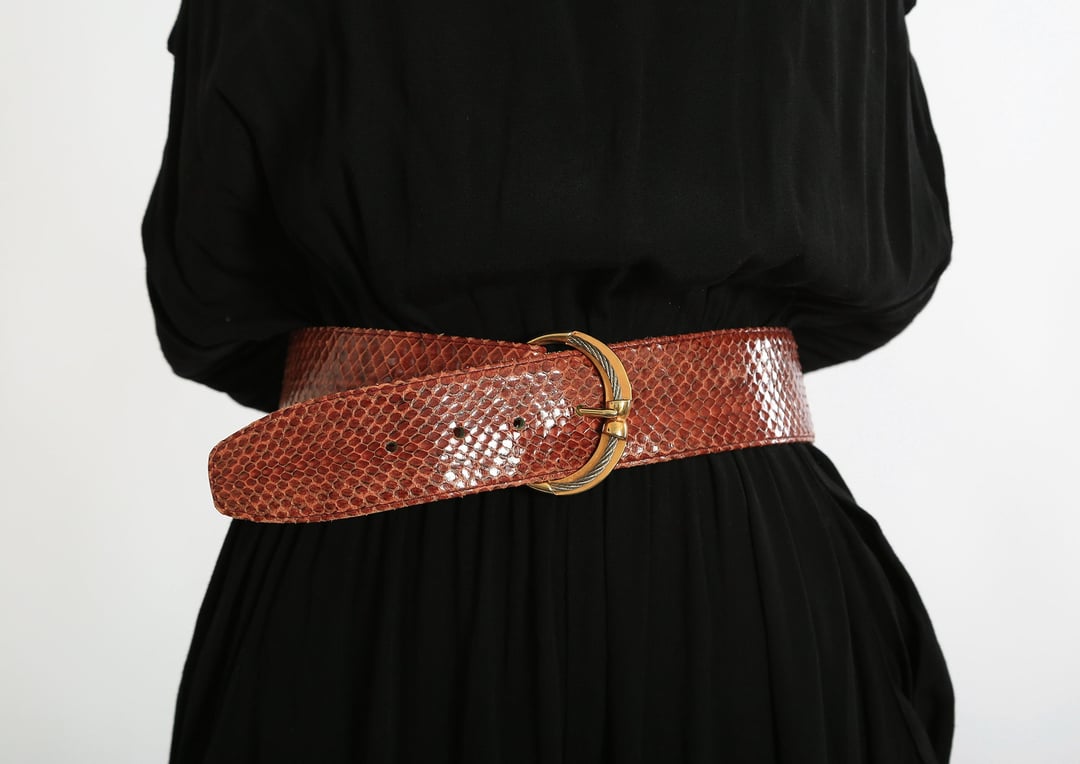 Vintage Snake Skin wide leather belt | Cali Vintage | Lodi, CA