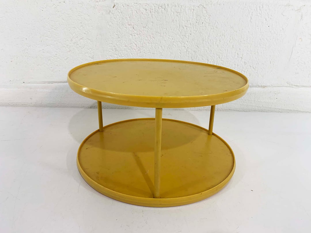 Vintage Turntable Tupperware Yellow Lazy Susan Turn Table Retro Storage ...
