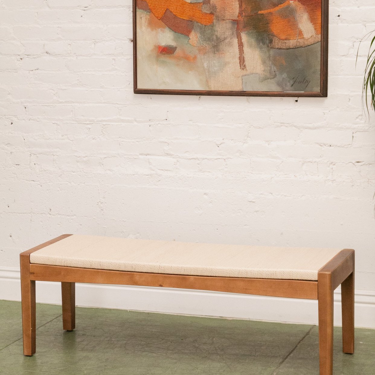 Teak Woven Rope Bench | Sunbeam Vintage - Highland Park - Los Angeles ...
