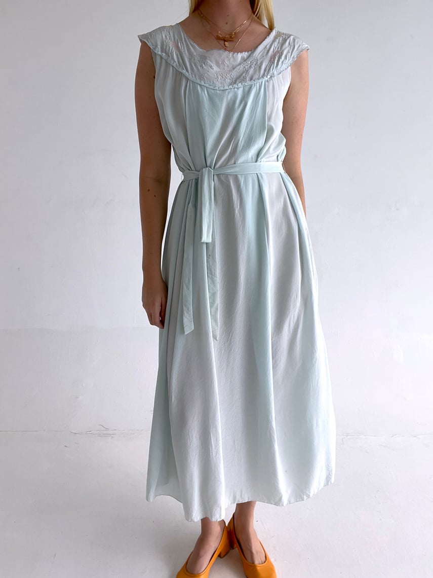 1930's Baby Blue Silk Dress with Pink and Blue Floral | Eveliina ...