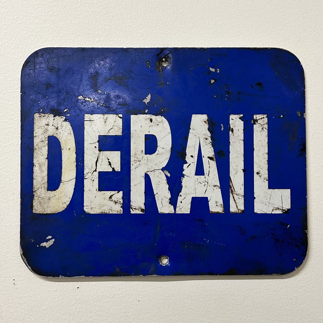 1950s Railroad Derail Sign - Vintage Metal Locomotive Memorabilia ...