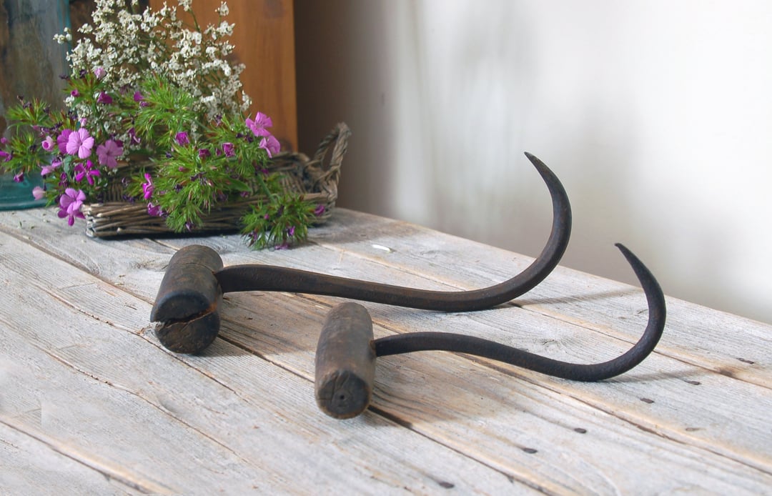 Pair of vintage hay bale hooks / vintage ice hooks / vintage ...