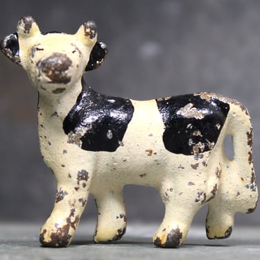 Antique Cast Iron Miniature Cow Figurine - Farm Animal Toy | Bixley ...