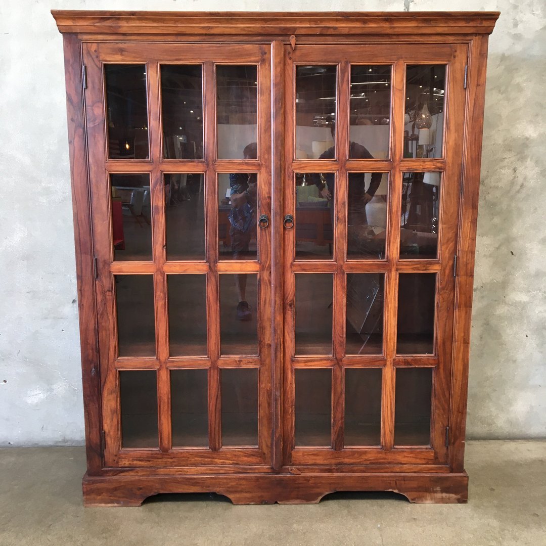 Vintage Rustic Farmhouse Cabinet w/ Glass Doors | Urban Americana ...