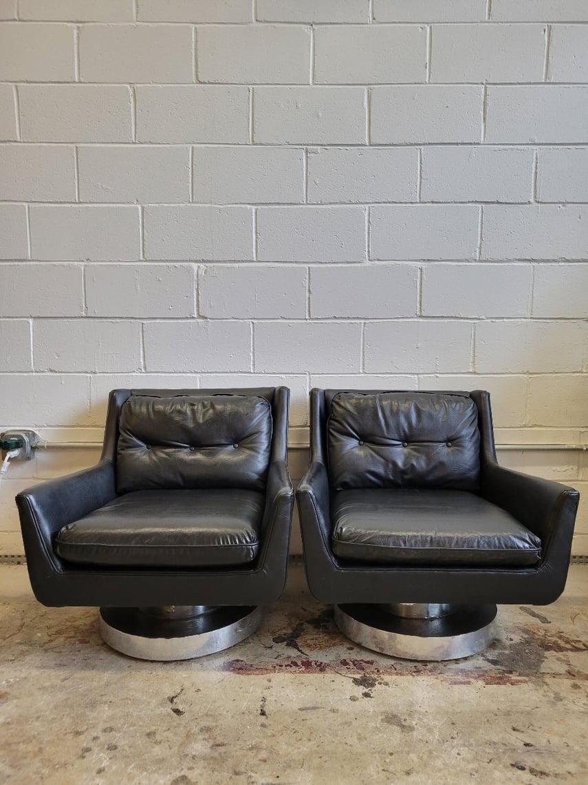 Pair of Mid Century Upholstered Swivel Chairs | Wishbone Reserve ...