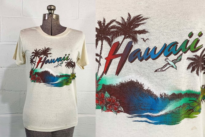 Vintage Hawaii Souvenir T Shirt 70s 1970s Hawaiian Islands Single Stitch Check Engine Vintage Washington DC