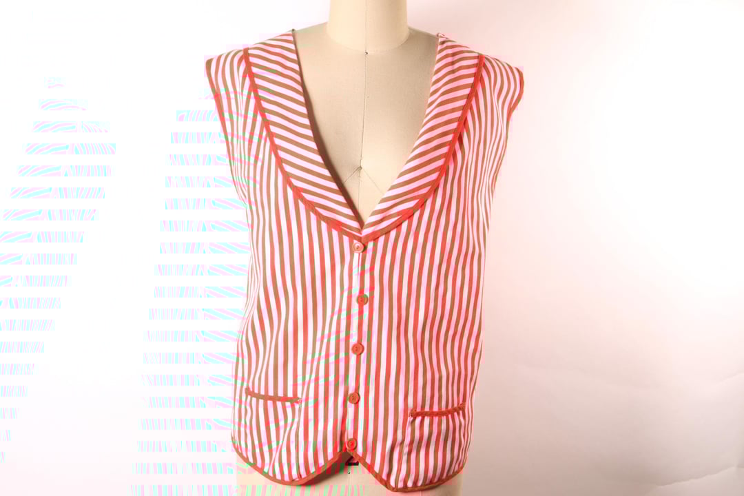 1980s Red and White Striped Adjustable Barbershop Quartet Costume Vest ...