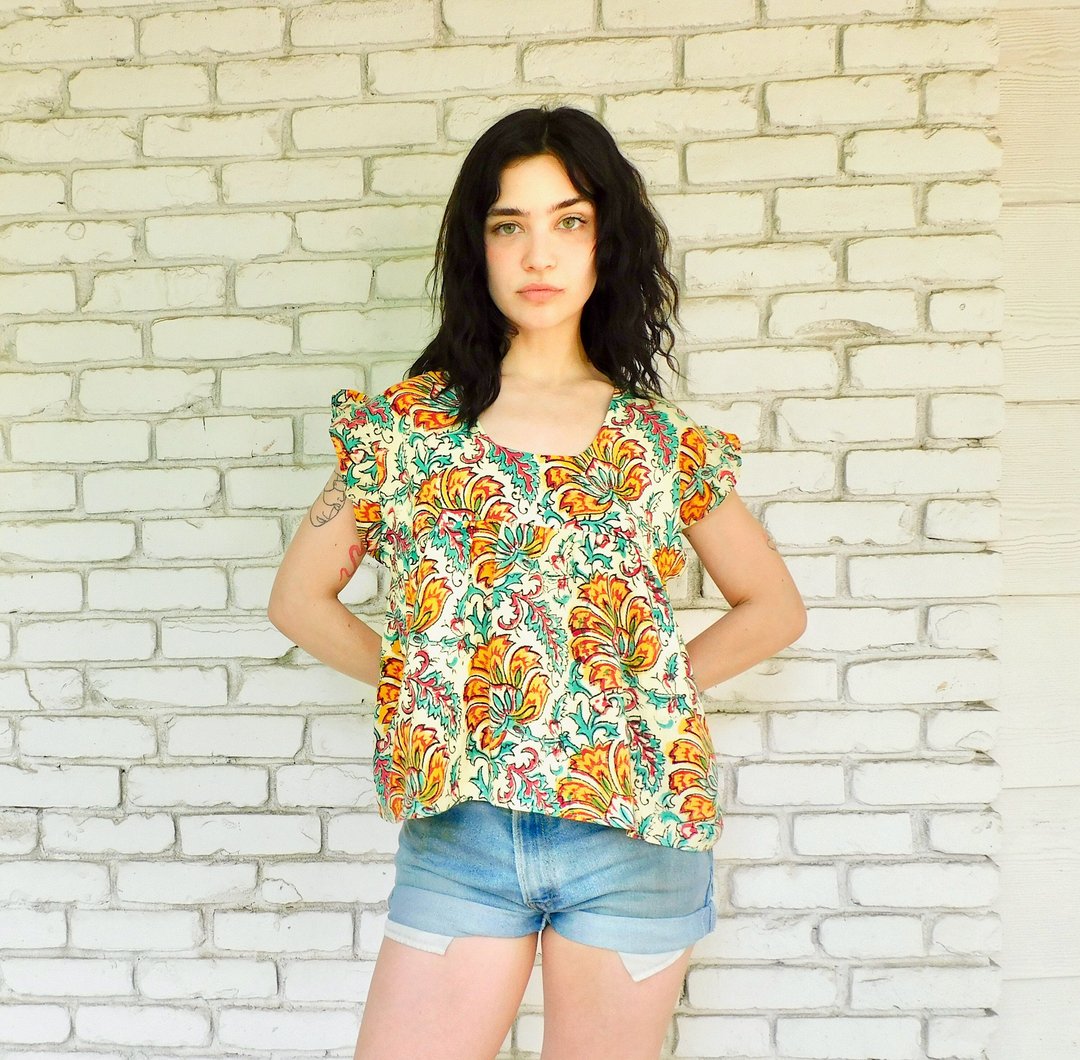 Indian Floral Blouse // vintage 70s boho cropped crop top dress | Fenix ...
