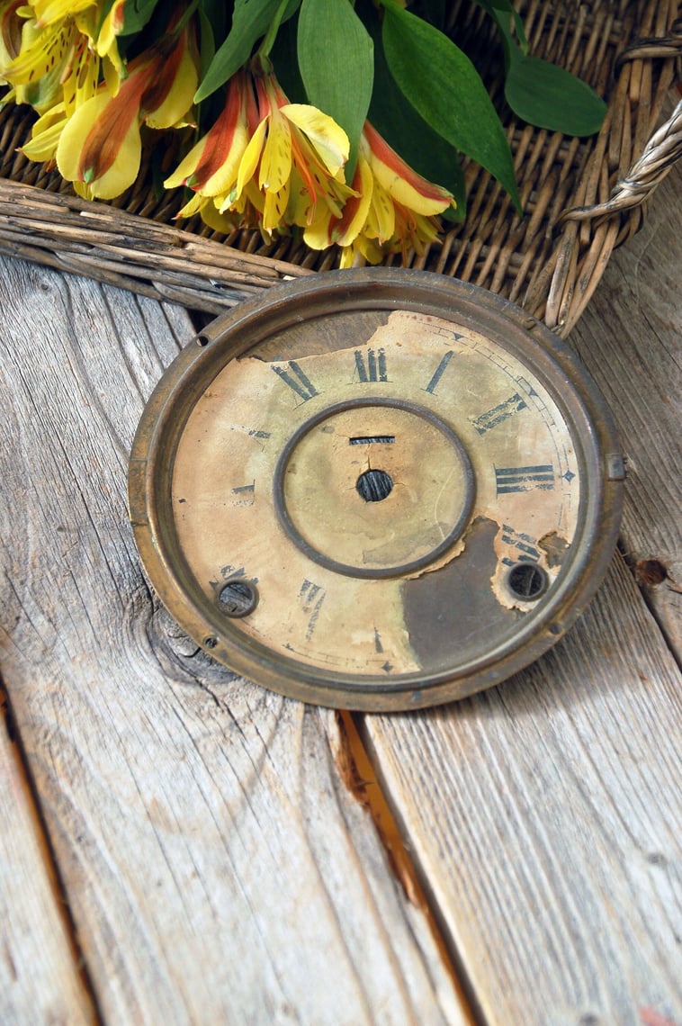 Antique clock face / vintage clock face with Roman numerals / farmhouse ...