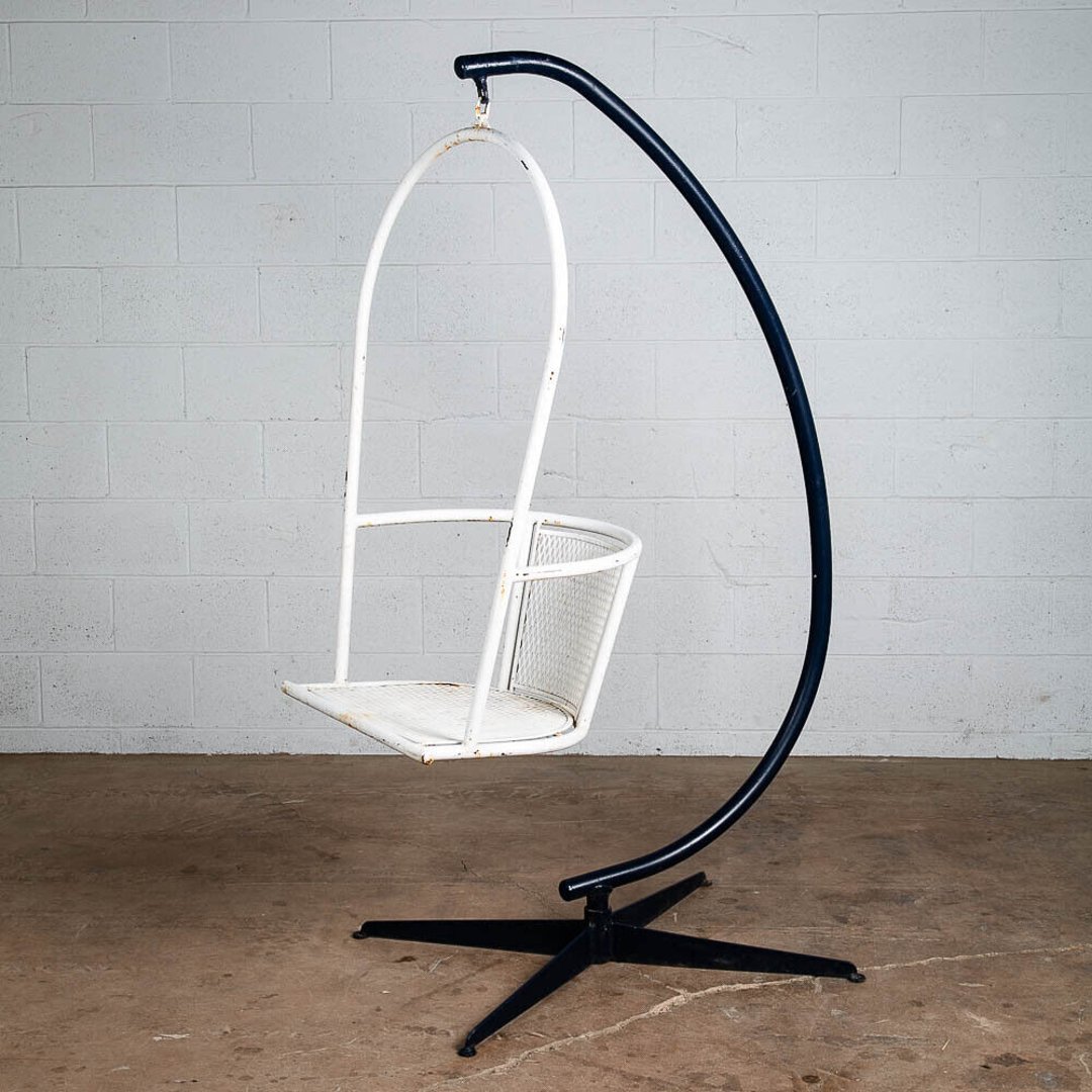 Mid Century Modern Hanging Chair Stand Lounge Freestanding Hanging ...