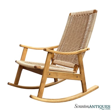 Mid-Century Modern Yugoslavian Sculpted Natural Rope Rocking Chair ...