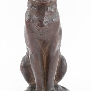 Art Deco Patinated Bronze Seated Cat Sculpture | Showplace Antique ...