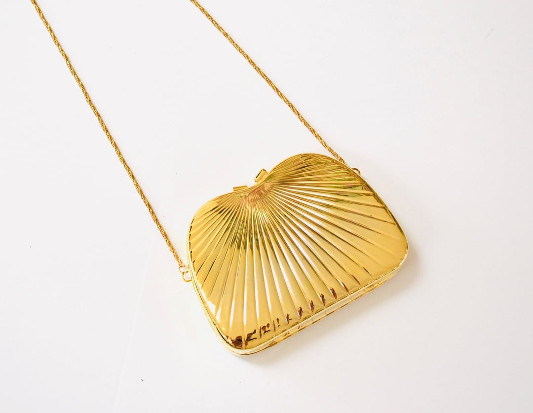 Vintage Metallic Gold Metal Clutch Evening Bag Hard Case// Vintage ...