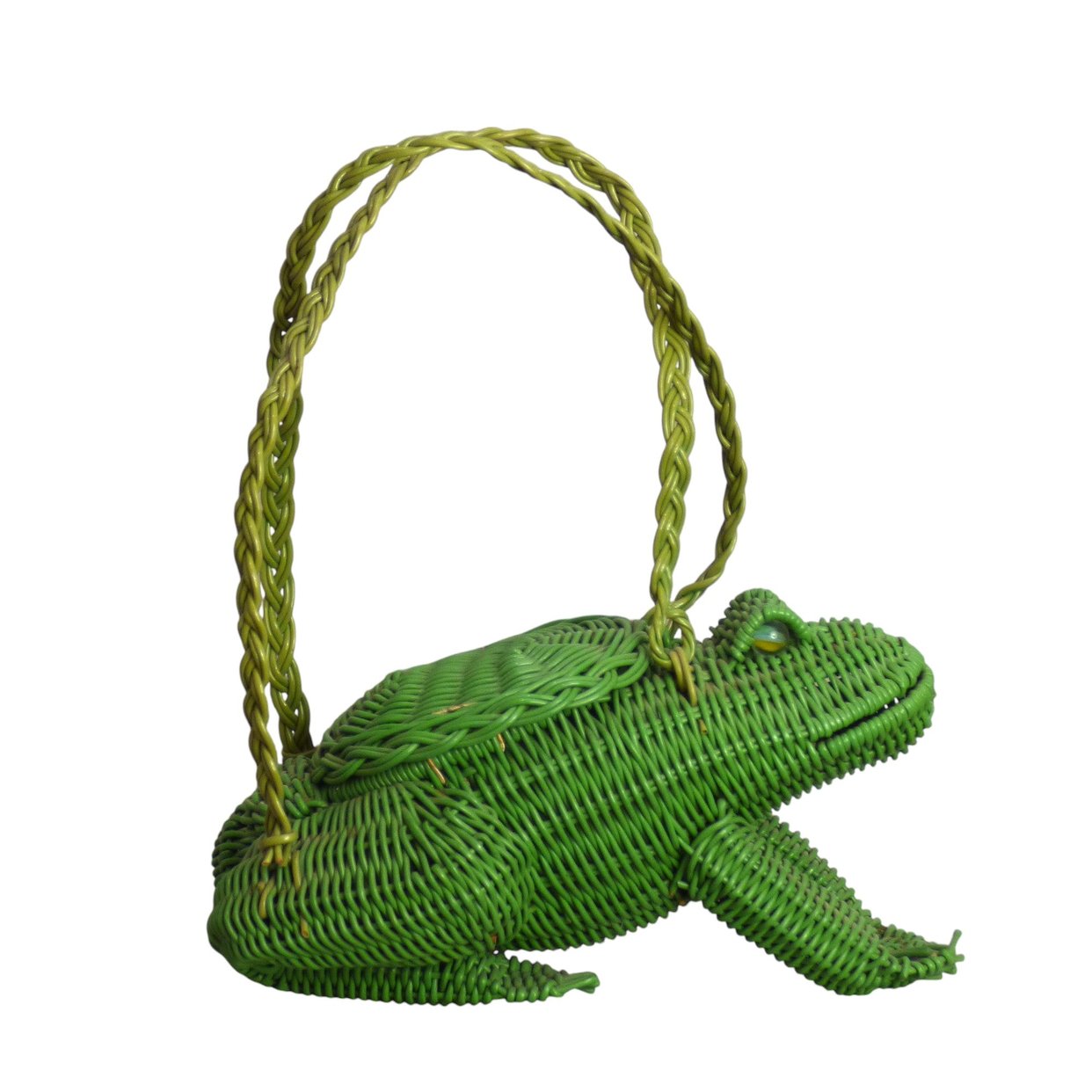1950s Green Wicker Frog Purse | Vintage Martini - Dallas, TX | ATTIC