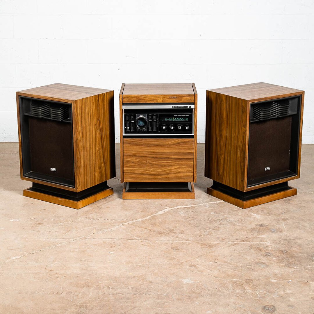 Mid Century Modern Stereo Console Record Player Toshiba Radio 3 Piece ...