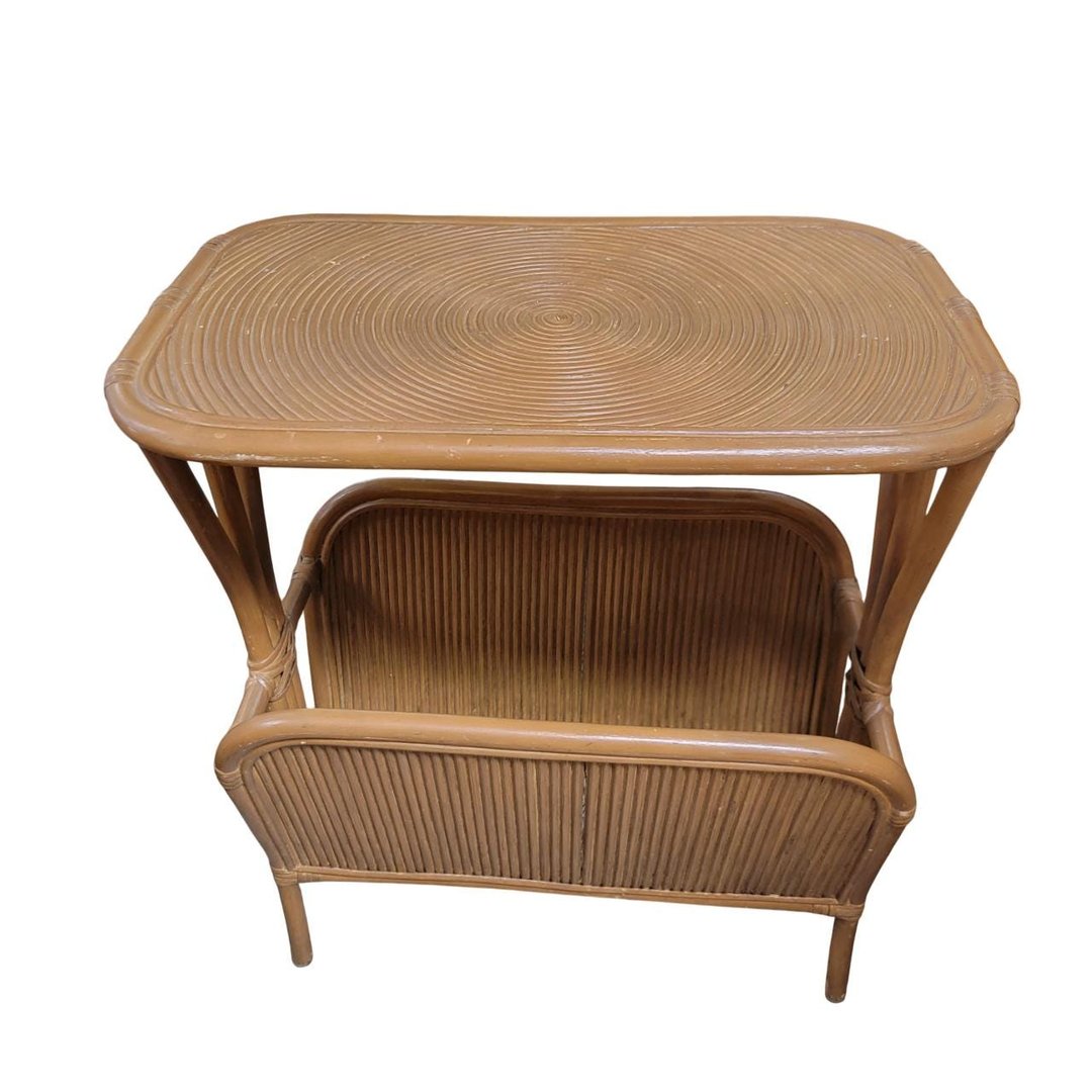Hollywood Regency Split Reed Bamboo Crespi Style Side Table / Magazine ...