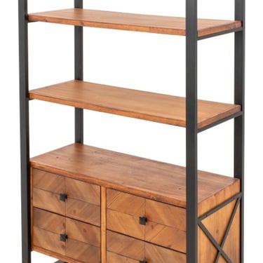 Industrial Loft Style Wood & Metal Bookcase | Showplace Antique ...