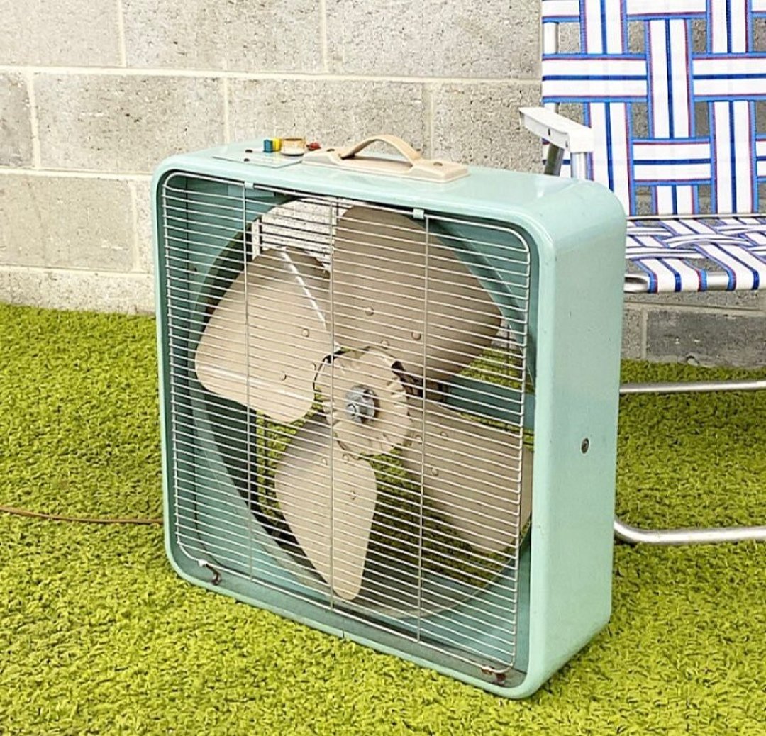 Vintage Metal Box Fan 1960s Retro Size Mid Century Modern ...