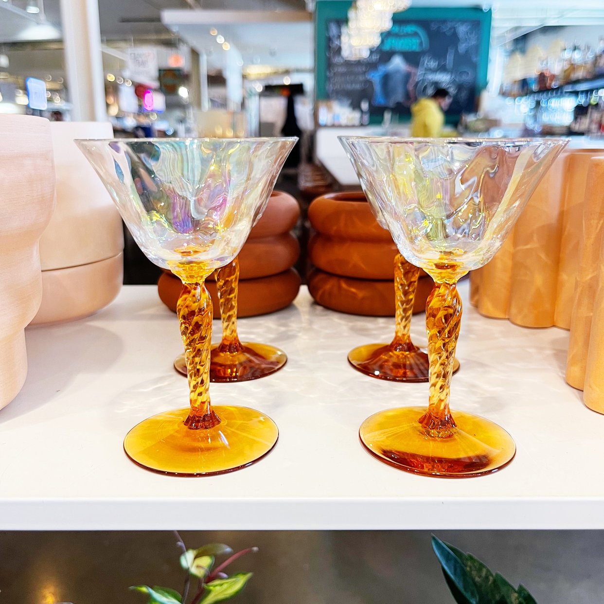 Vintage Tiffin Iridescent and Amber Glasses | Jungle and Loom ...