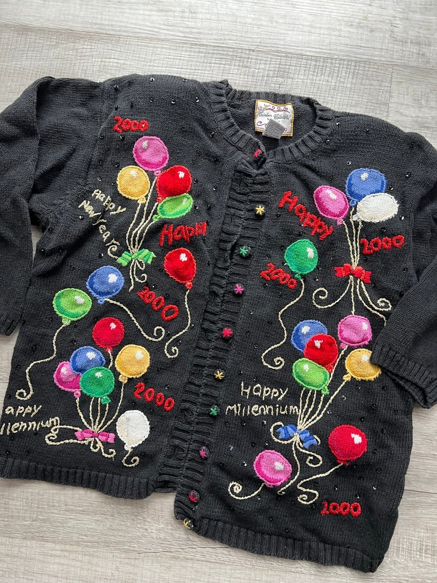 2000s Vintage Millenium New Year's Knit Cardigan Sweater | Elektra ...