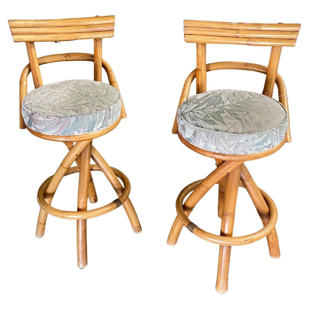 Restored Four Strand "Twist" Base Rattan Bar Stool w/ Pole | Harvey's ...
