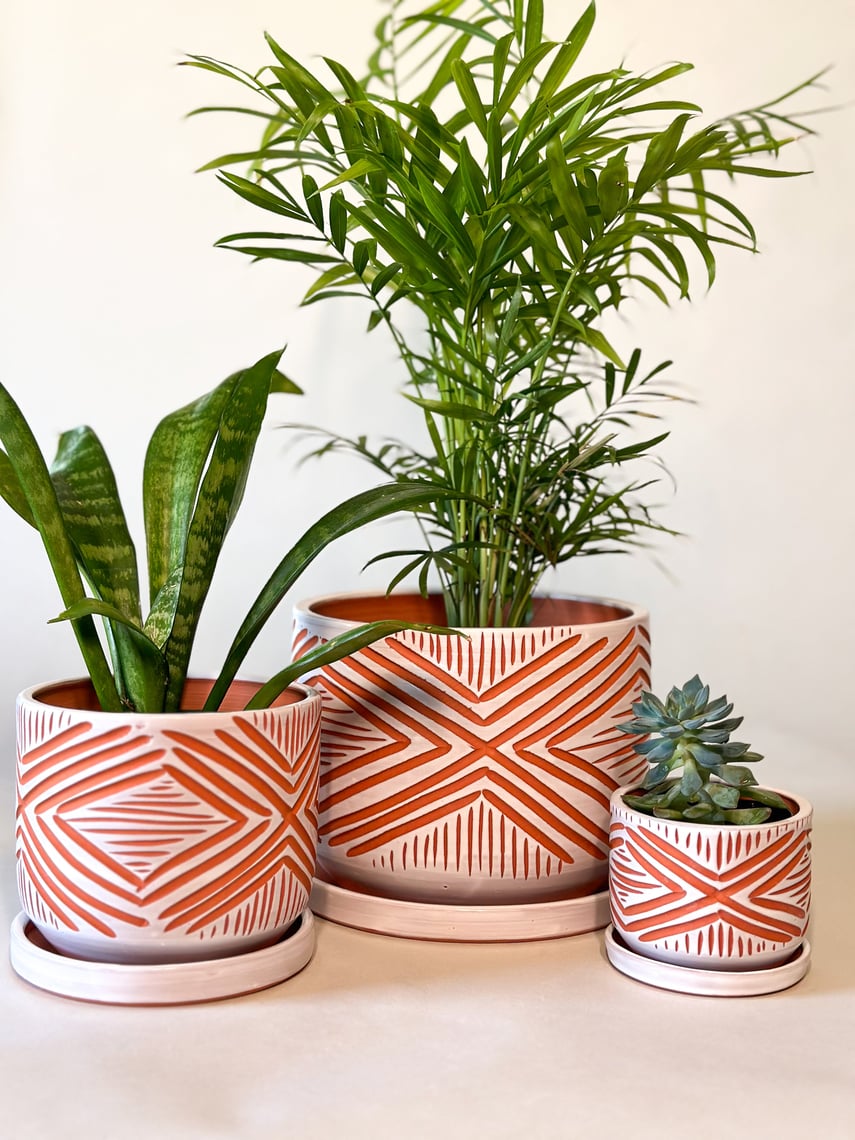 Zulu Terra Cotta Planters - Alabaster | SampleHAUS | Los Angeles, CA