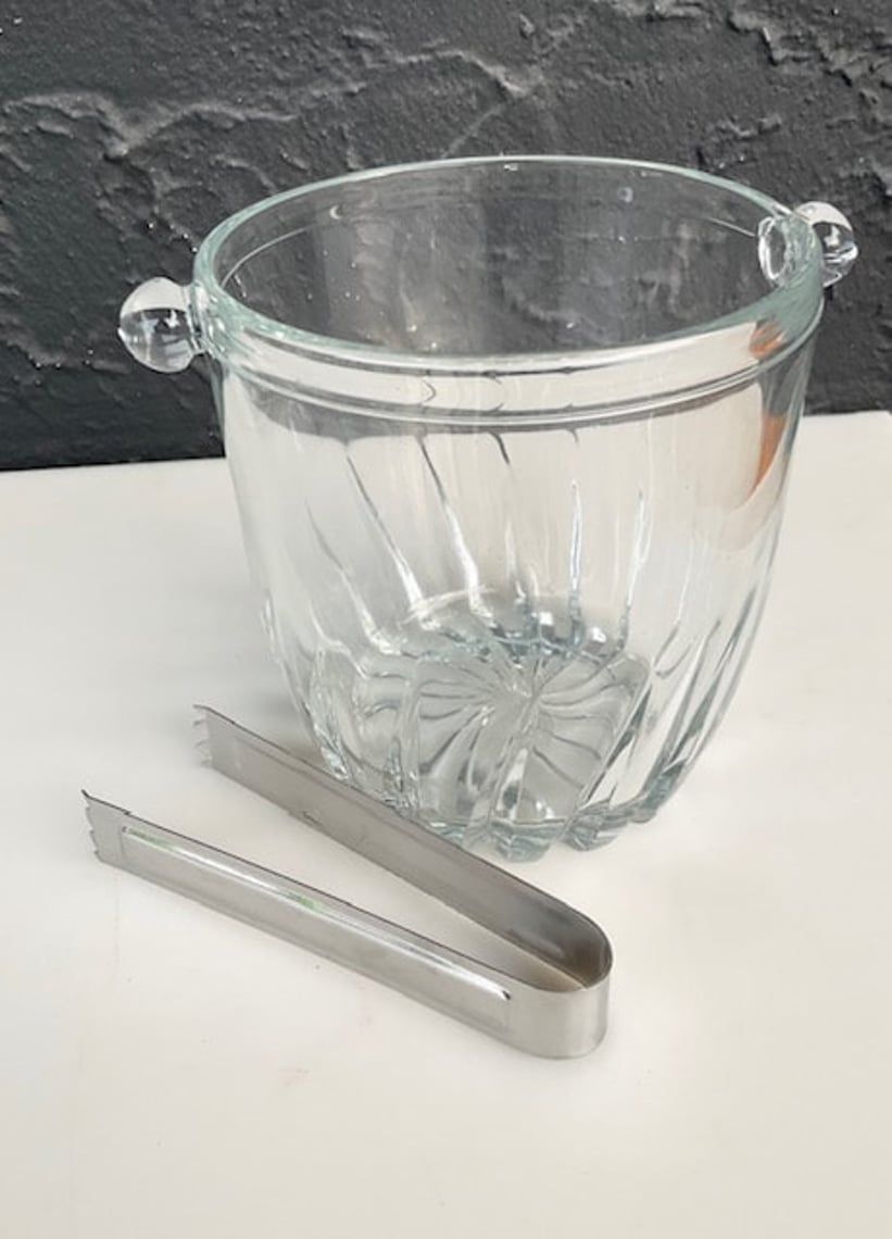 Small Glass Ice Bucket with Tongs | Revival Vintage | North Loop ...