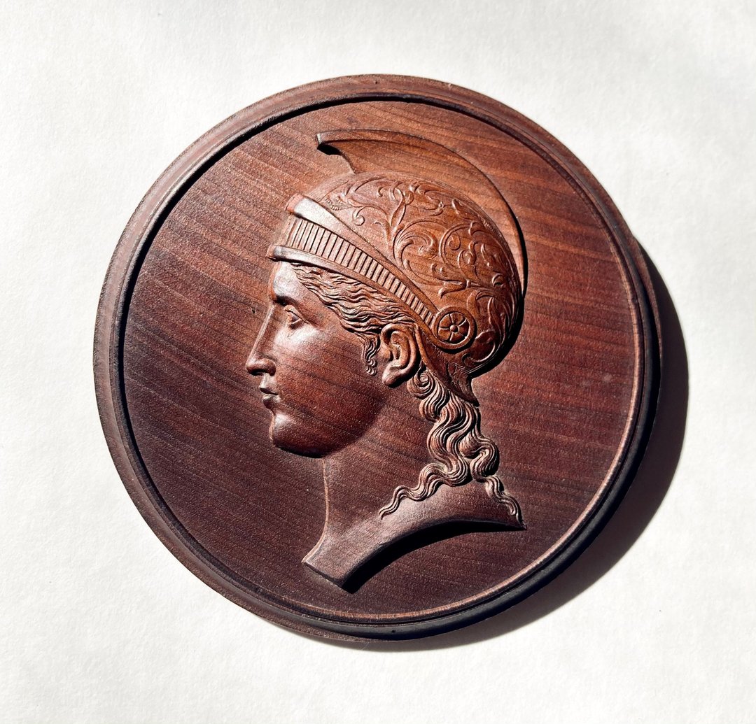 Fine Antique French Empire Carved Wood Medallion Plaque of Athena ...