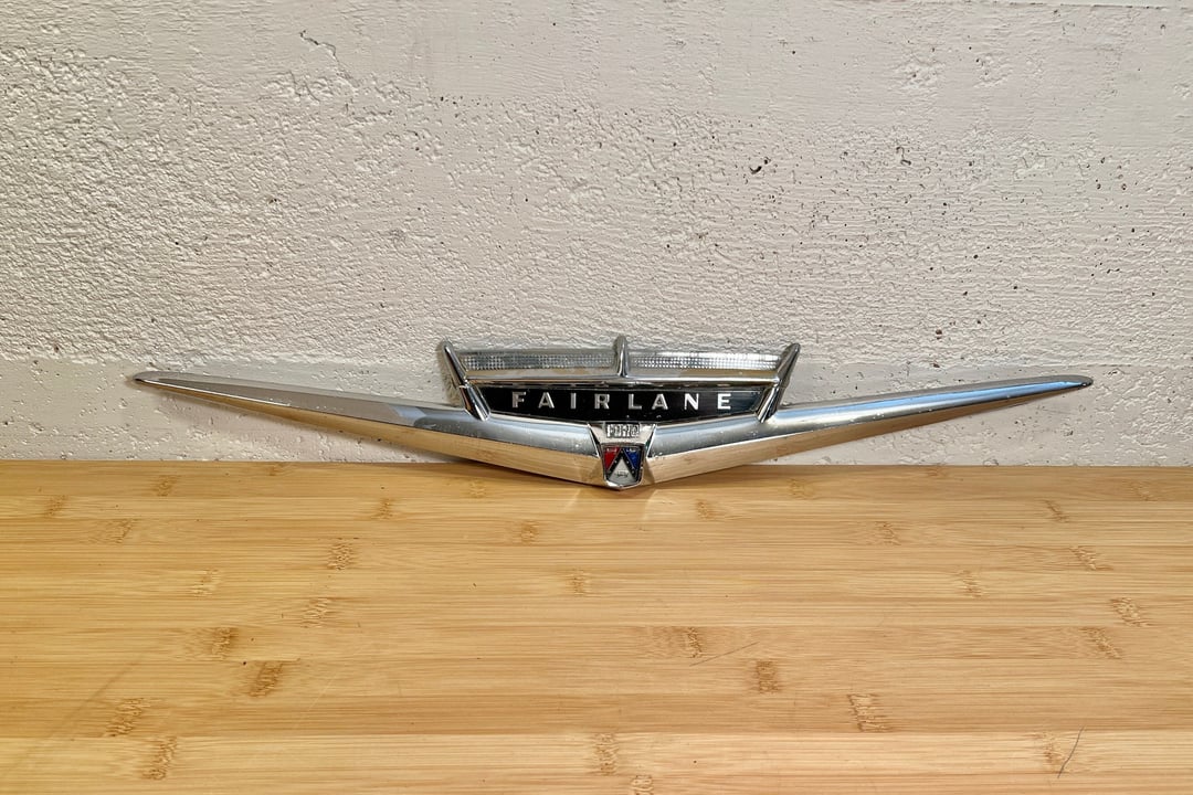 1957 Ford Fairlane Trunk Lid V Badge with Plastic Insert Emblems ...