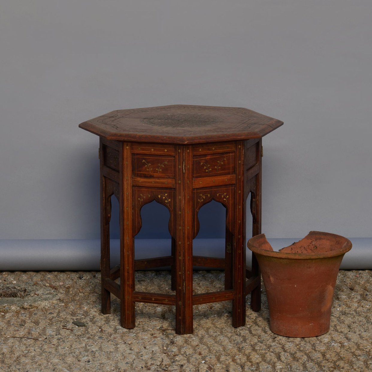 Indian Campaign Collapsable Tabouret with Fine Brass Inlay | Michael ...