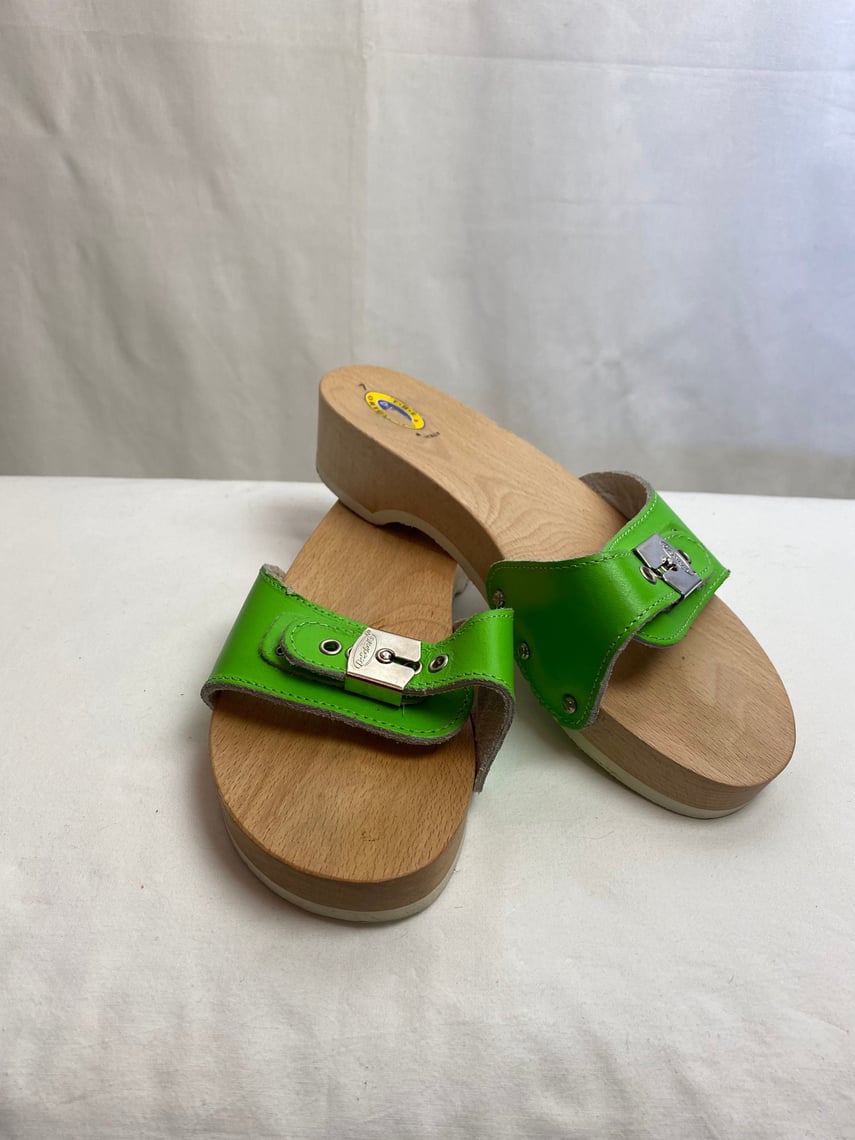 Italian lime green clog sandals Dr Scholls mules clogs boho | Hatties ...