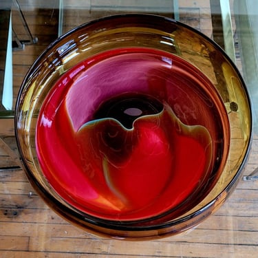 Vintage 2002 Michael Mortara Hand Blown Large Glass Bowl From Mirage ...