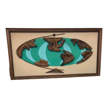 Mid-Century Witco World Map Carved Wood Continental Wall Art | Electric ...