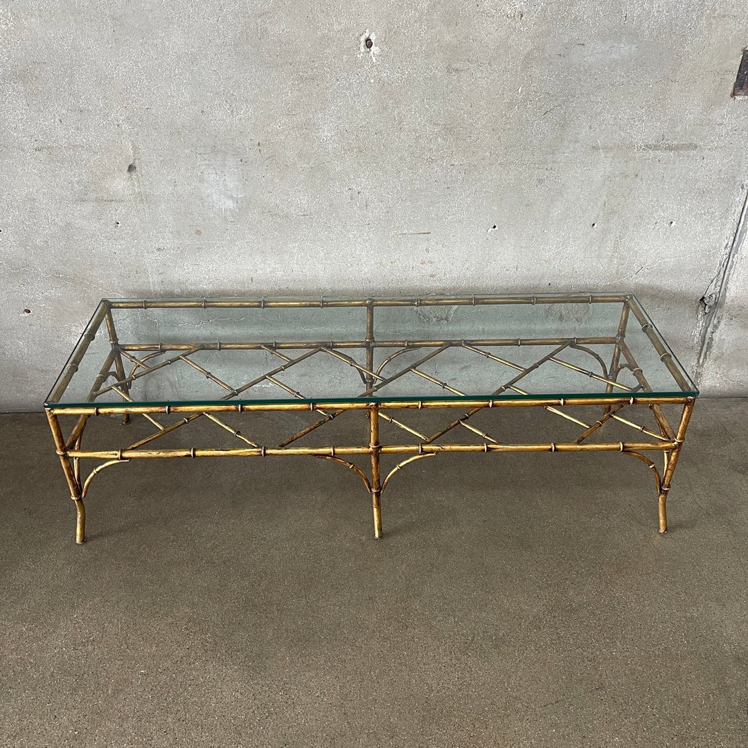 Hollywood Regency Coffee Table Metal Gold Gilded Base | Urban Americana ...