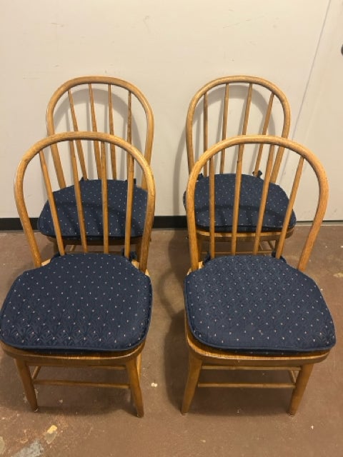 Four Oak Bow Back Kitchen Chairs with Navy | Turn the Tables ...