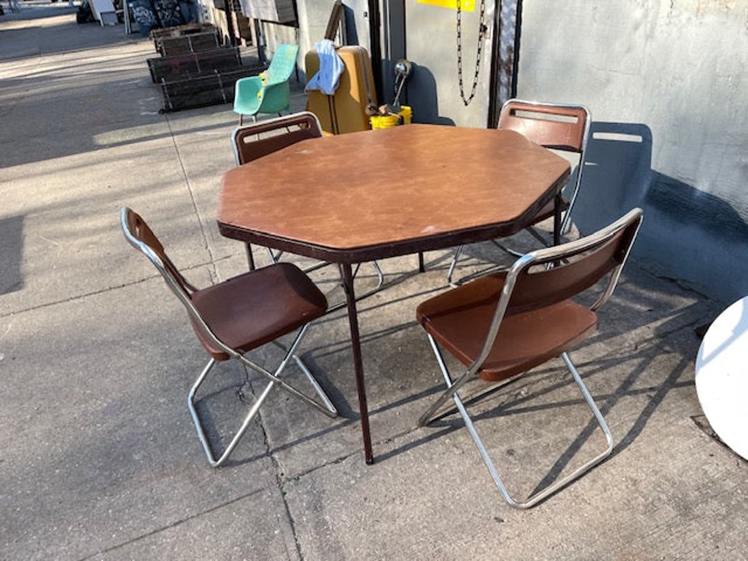 Vintage cosco folding table 45x45x28" tall | Reuse America | Brooklyn, NY
