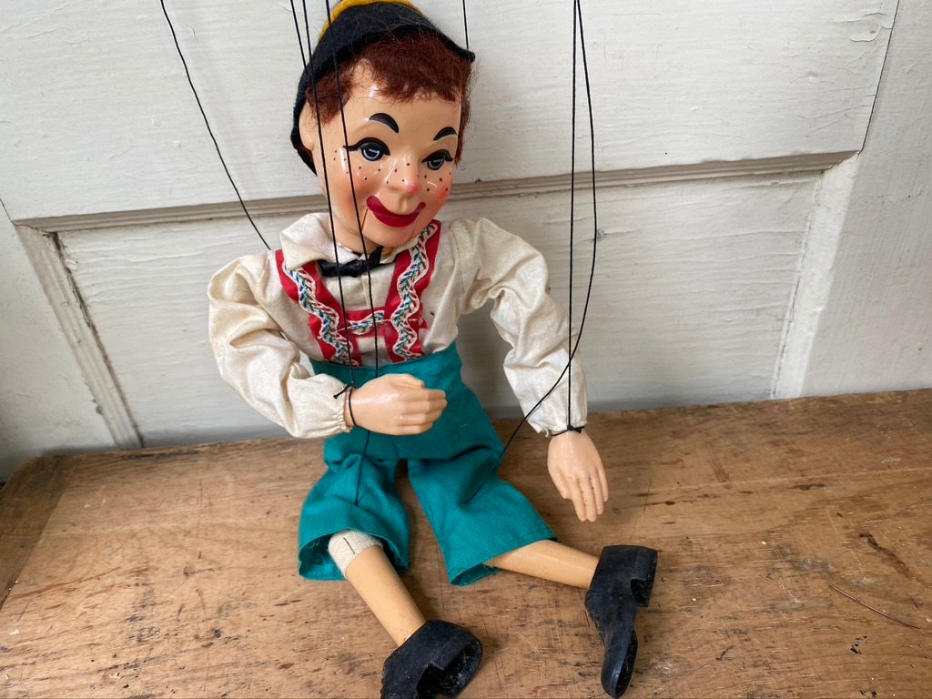 Vintage Hazelle's Pinocchio Marionette,Wooden Boy, Puppets, Puppet ...