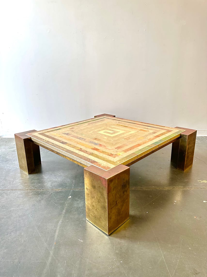Mid century marble and brass Italian coffee table by Marcello | Modage ...