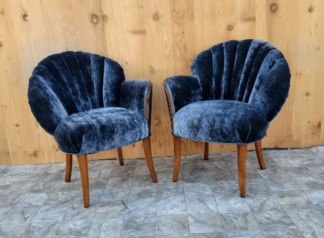 Antique French Art Deco Asymmetrical Shell-Back Chairs Newly ...