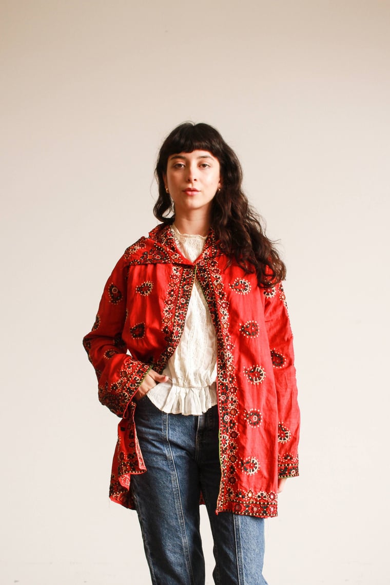 1930s Indian Cotton Embroidered Mirror Work Jacket | Blossom Vintage ...