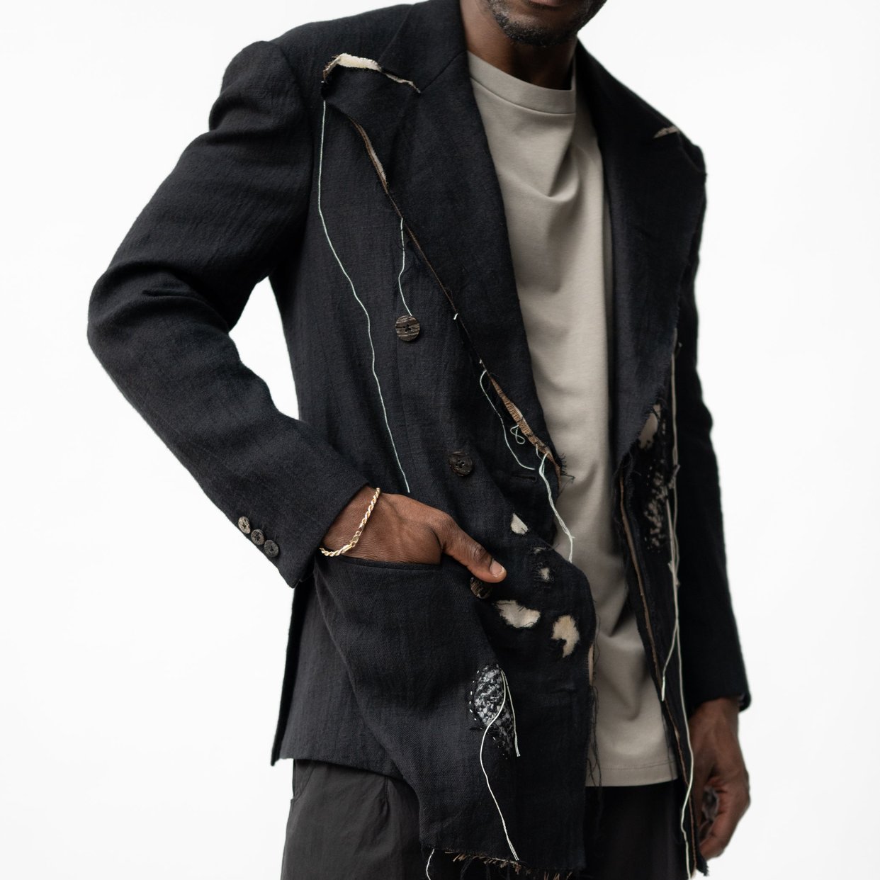 Oversized Distressed Details Linen and Wool Blend Blazer | December ...