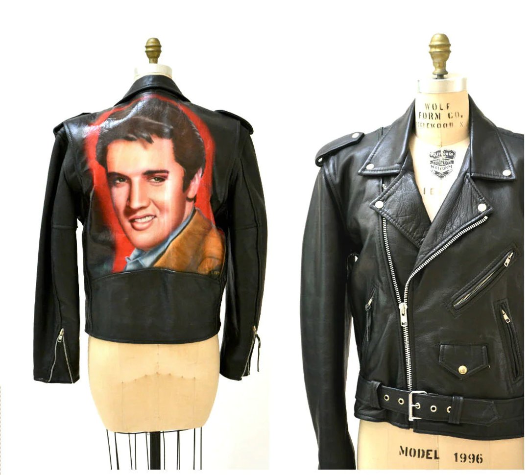 Vintage Black Leather Jacket Elvis Presley //Vintage Leather Jacket LA ...