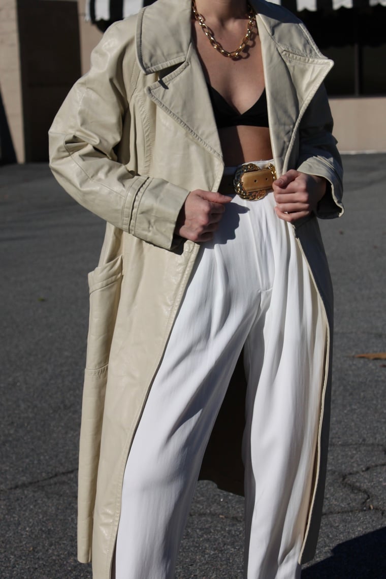 Rare Vintage Alabaster Leather Trench Coat | Na Nin | Richmond, VA