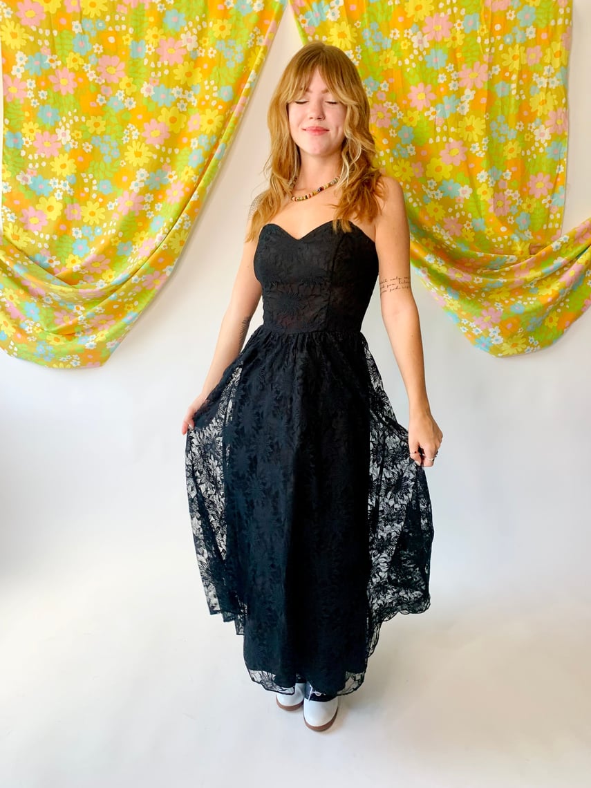 Black Lace Strapless Gown | Prototype Vintage | Austin, TX