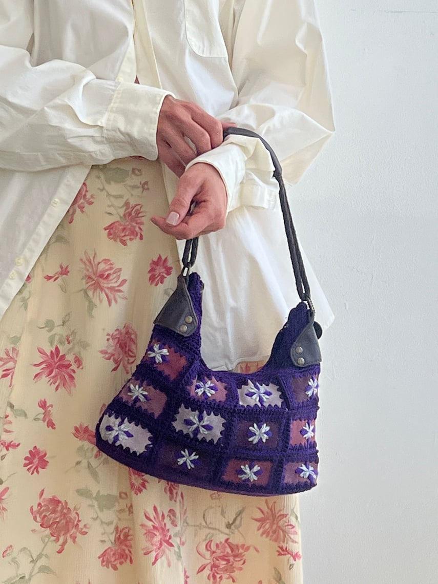 Plum Suede Quilted Crochet Shoulderbag | Banshee | Portland, OR