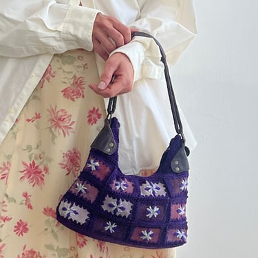 Plum Suede Quilted Crochet Shoulderbag | Banshee | Portland, OR