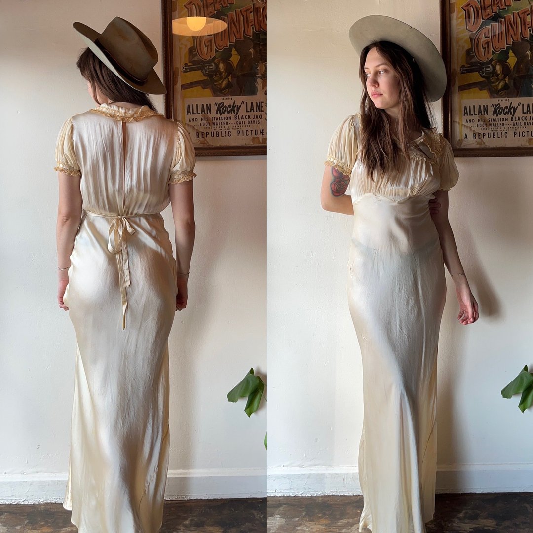 1930s Ecru Silk Dress -as is- (S) | High Class Hillbilly | Nashville, TN
