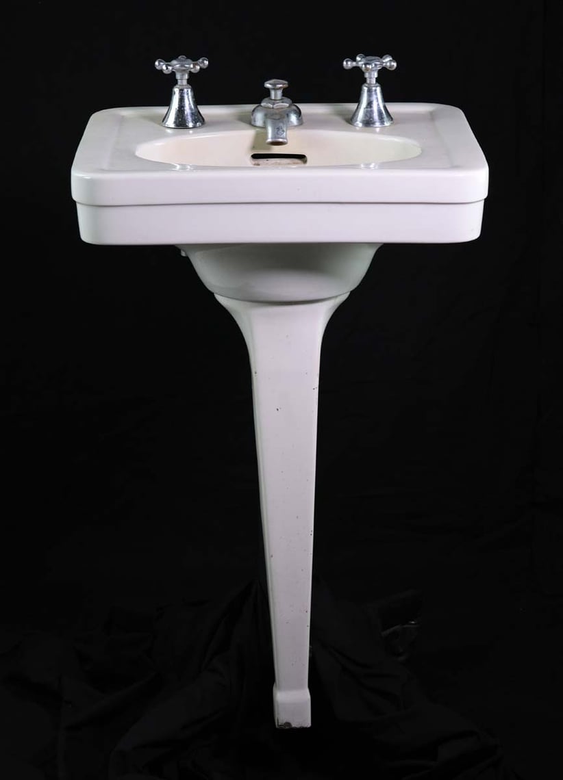 Vintage Crane Porcelain White Peg Leg Pedestal Sink | Olde Good Things ...