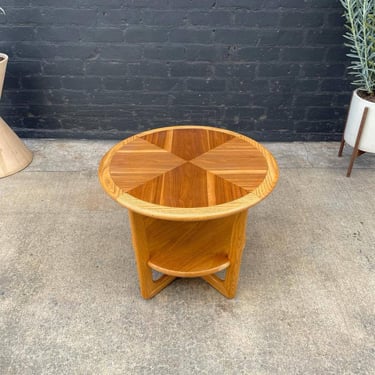 Mid-Century Modern Walnut & Oak Round Tier Side Table by Lane ...